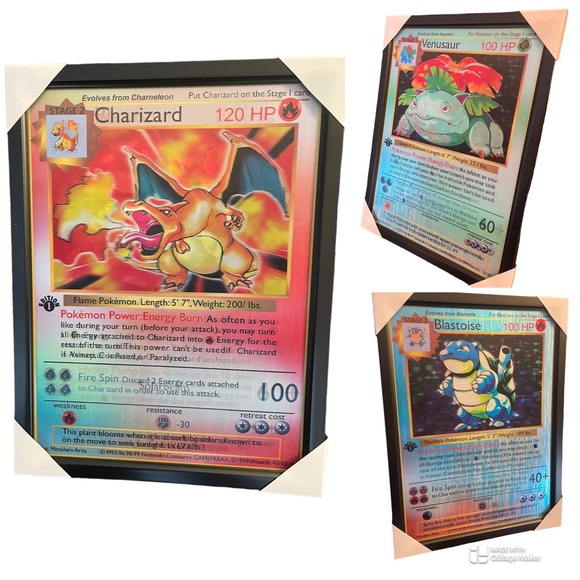 Art | New Pokmon Charizard Blastoise Venusaur Framed 3d Lenticular ...
